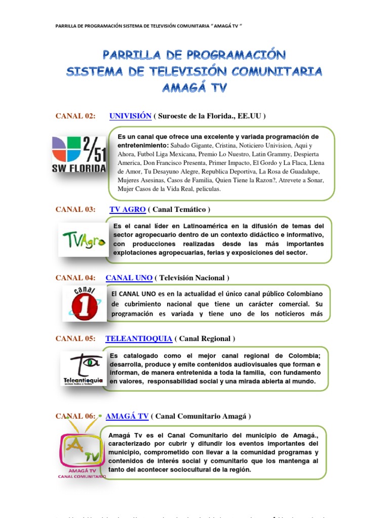 Parrilla de Programación | PDF | Univision | Televisión
