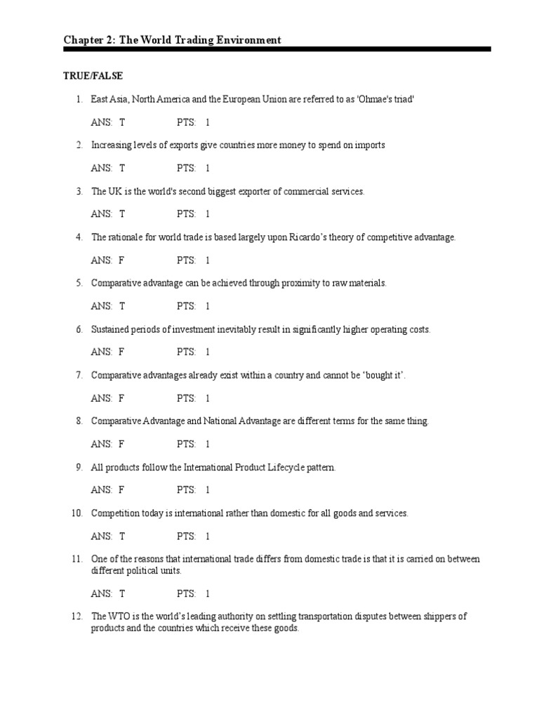 Global Trade Quiz for Students | PDF | Non Tariff Barriers To Trade | Trade