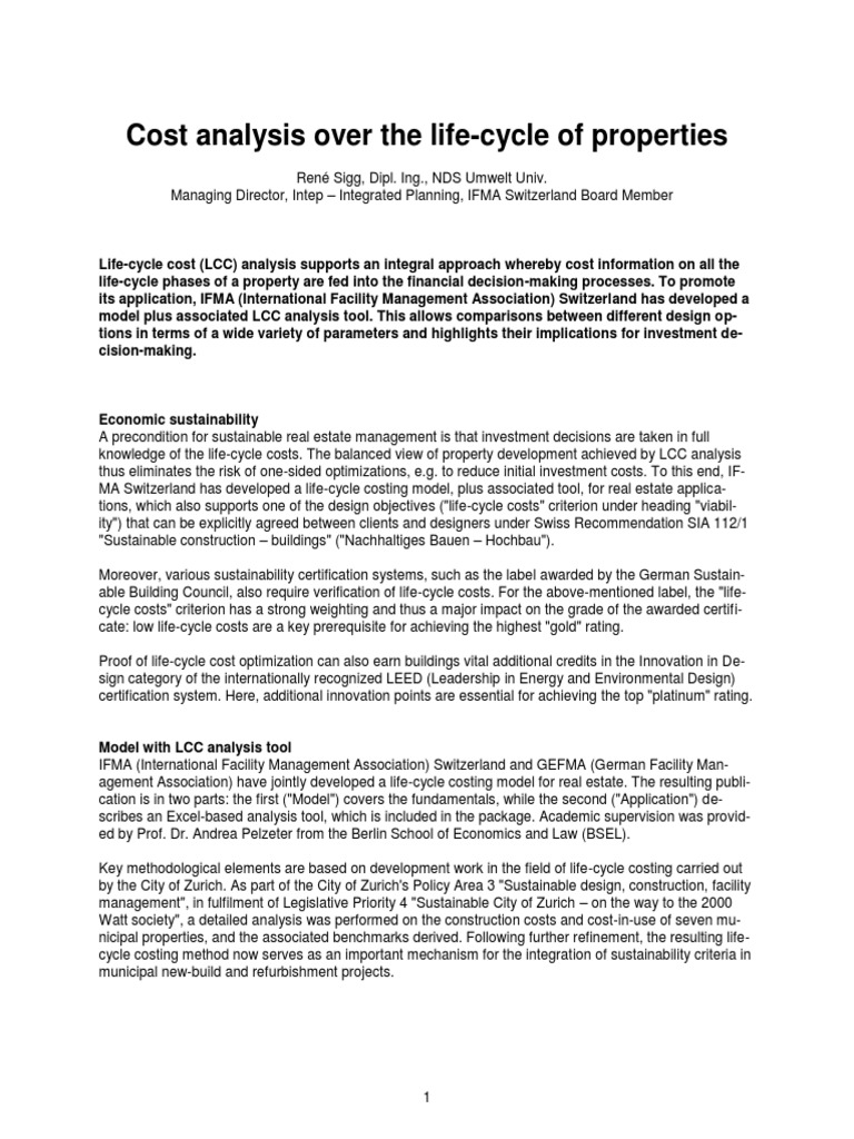 Life-Cycle Cost Analysis for Properties | PDF | Life Cycle Assessment ...