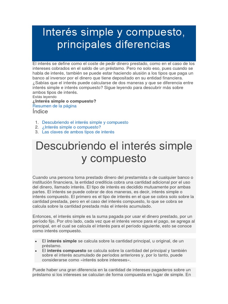 Interés Simple y Compuesto | PDF | Tasa de porcentaje anual | Interés