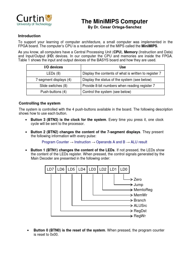 Mini MIPS | PDF | Central Processing Unit | Computer Program