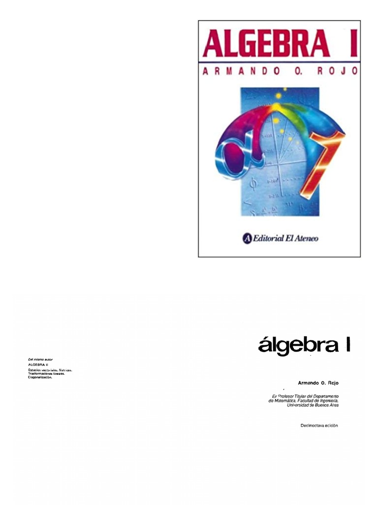 Álgebra 1, 1996 - Armando Rojo | PDF