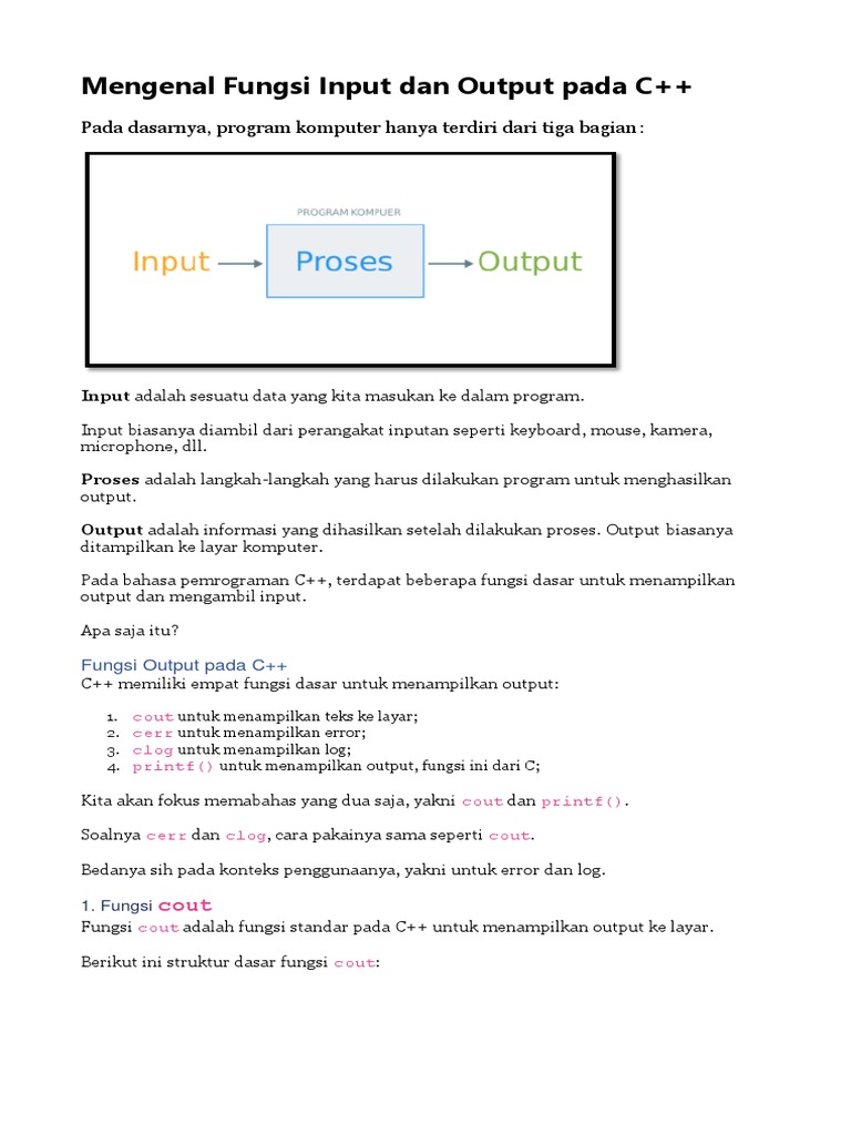Mengenal Fungsi Input Dan Output Pada C++ | PDF