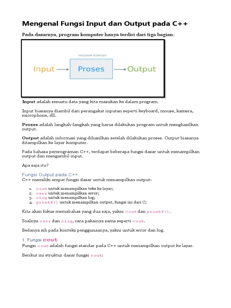 Mengenal Fungsi Input Dan Output Pada C | PDF