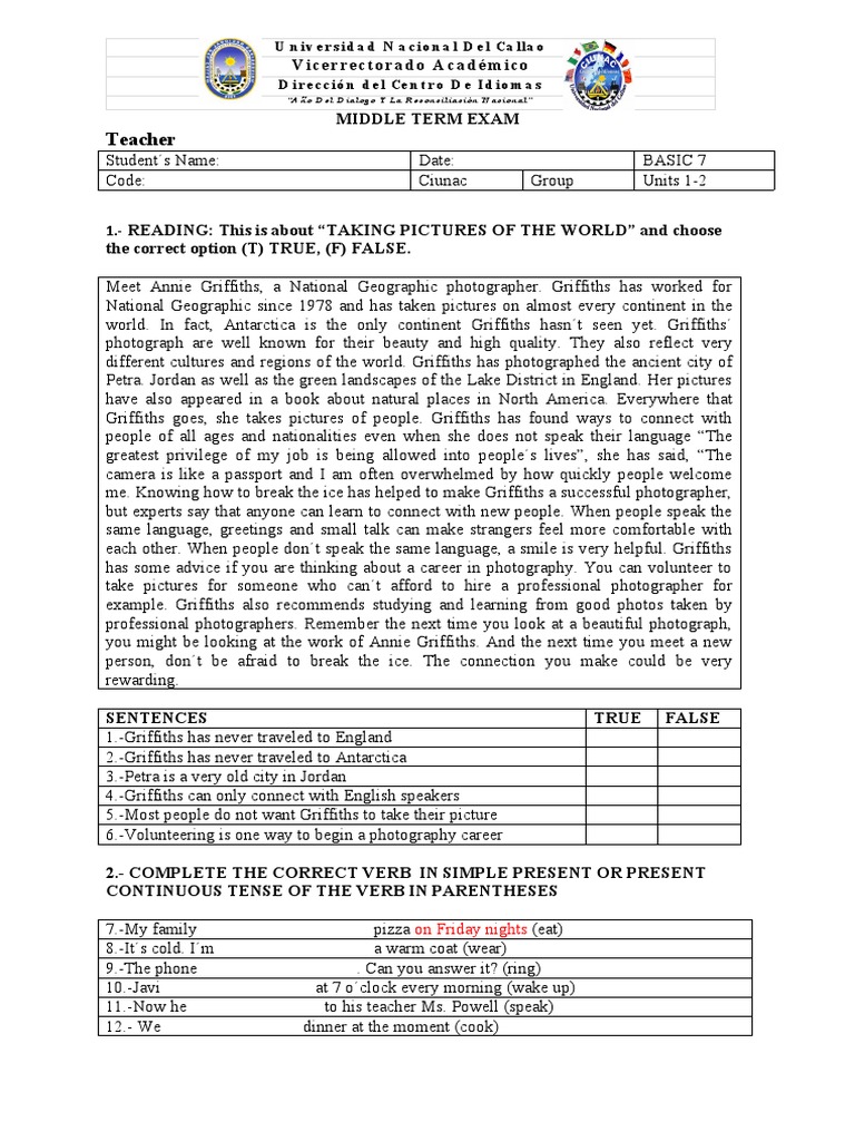Middle Term Exam Basic 7 | PDF | Linguistic Morphology | Linguistics