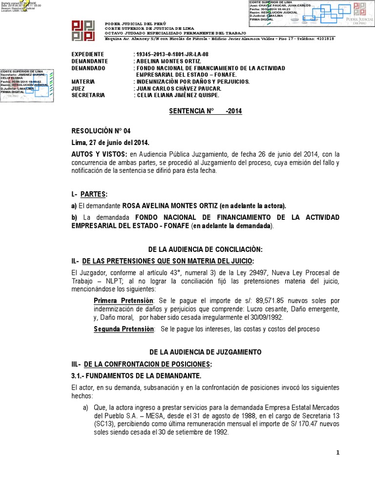 Sentencia Laboral | PDF | Estatuto de limitaciones | Demanda judicial