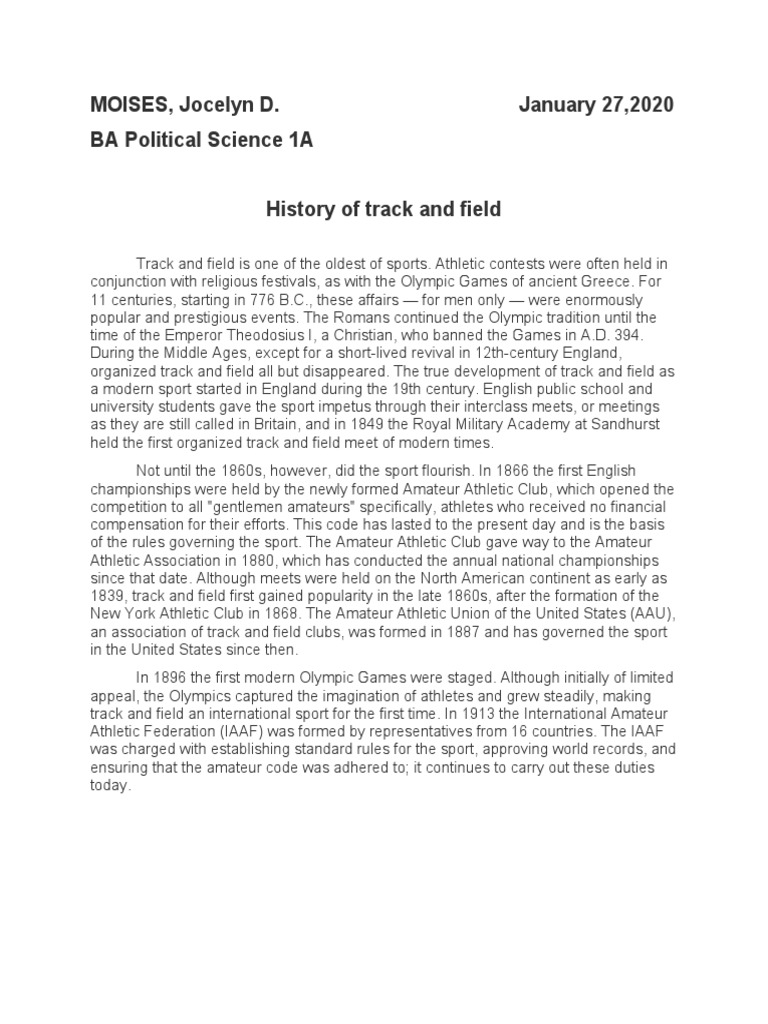 History of Track and Field Origins | PDF | Track And Field | Sports