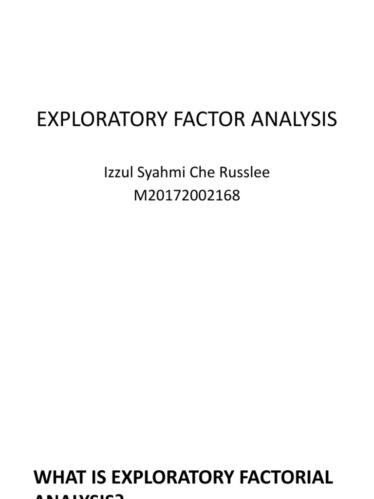 Exploratory Factor Analysis Guide | PDF | Factor Analysis | Statistical ...