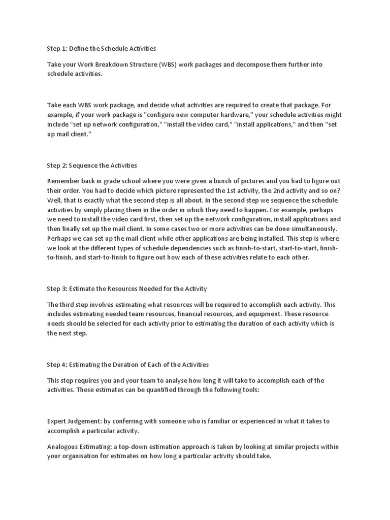 Scheduling Levels L4 Schedule Pdf Project Management Business