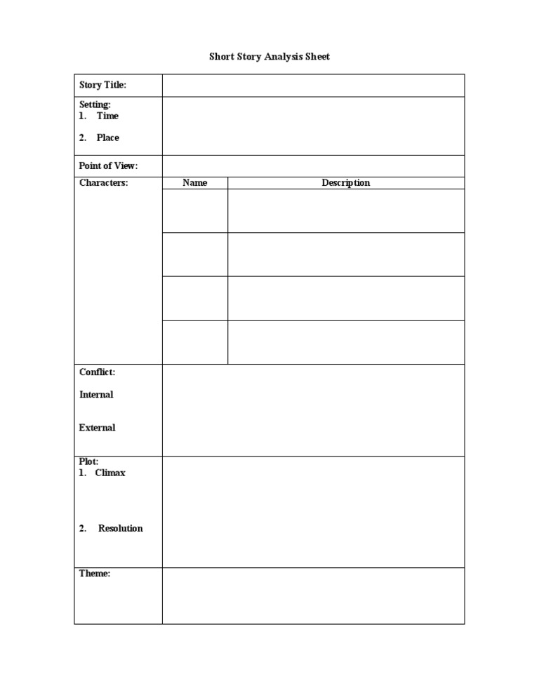 Short Story Analysis Template | PDF