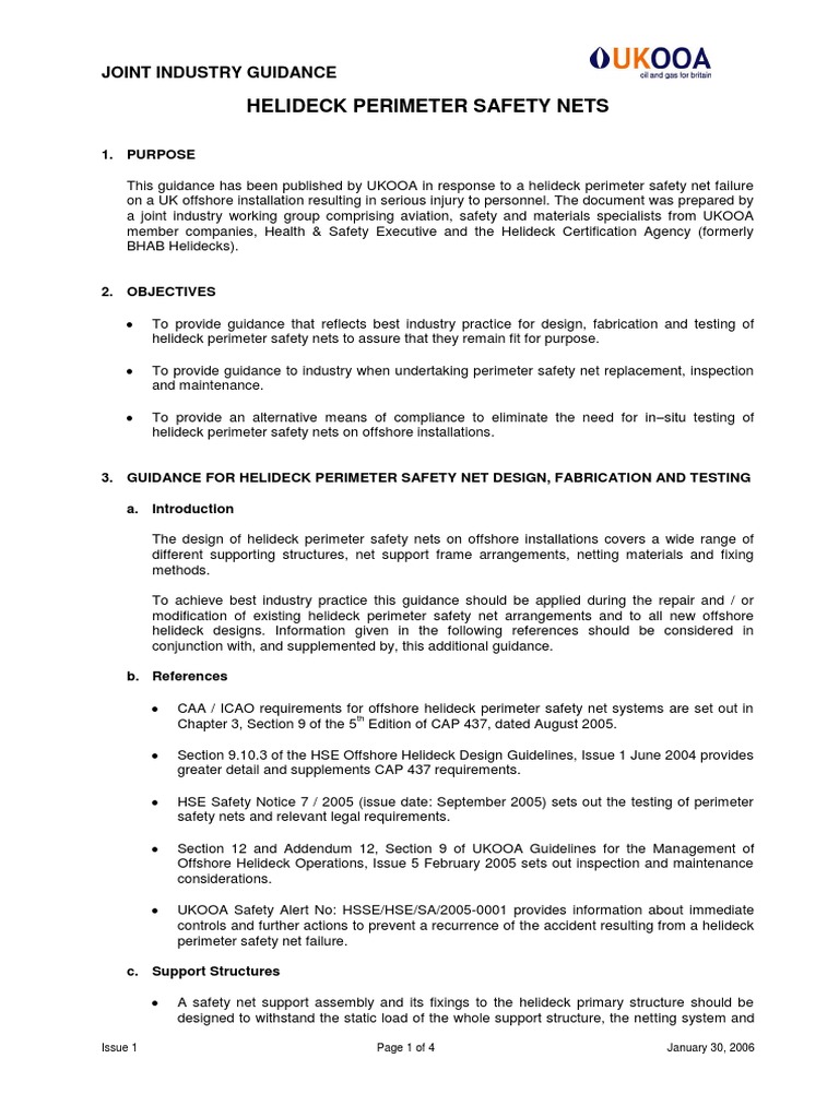 Helideck Perimeter Net - Safety Guidance Issue | PDF | Verification And ...