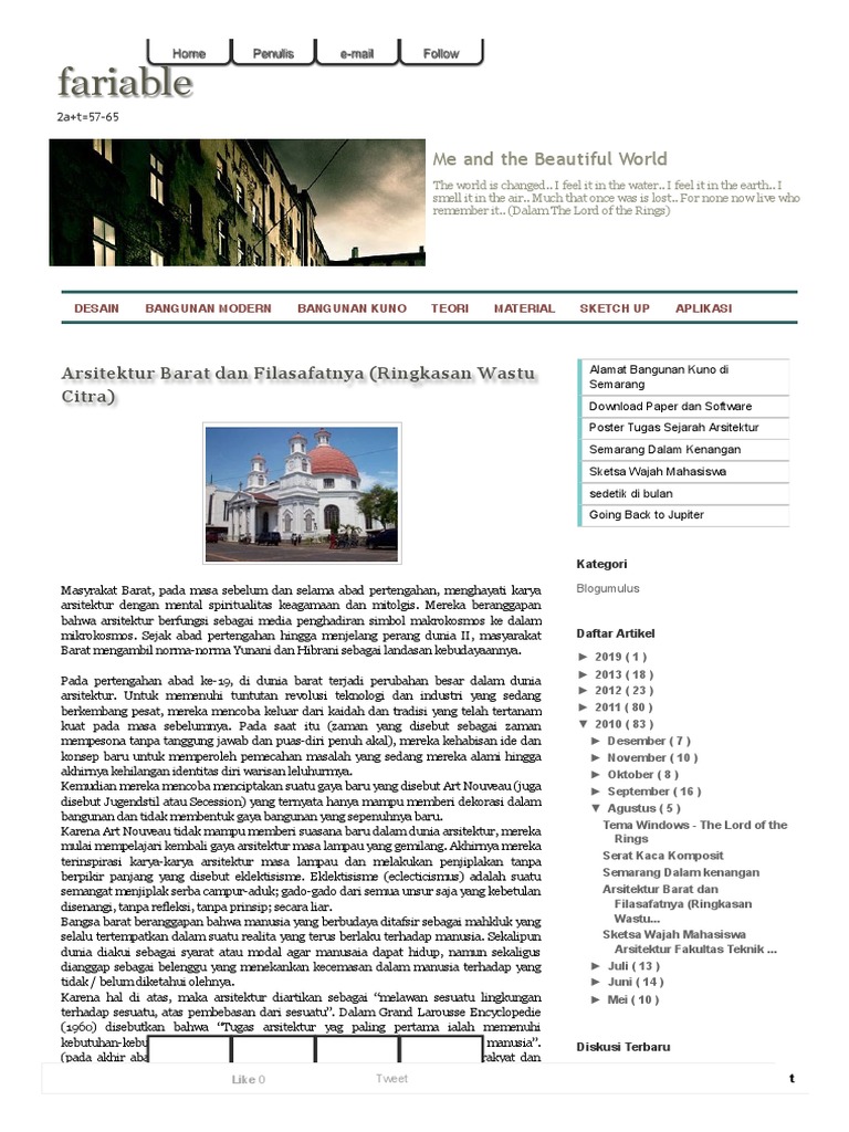 Arsitektur Barat Dan Filasafatnya (Ringkasan Wastu Citra) - Fariable | PDF