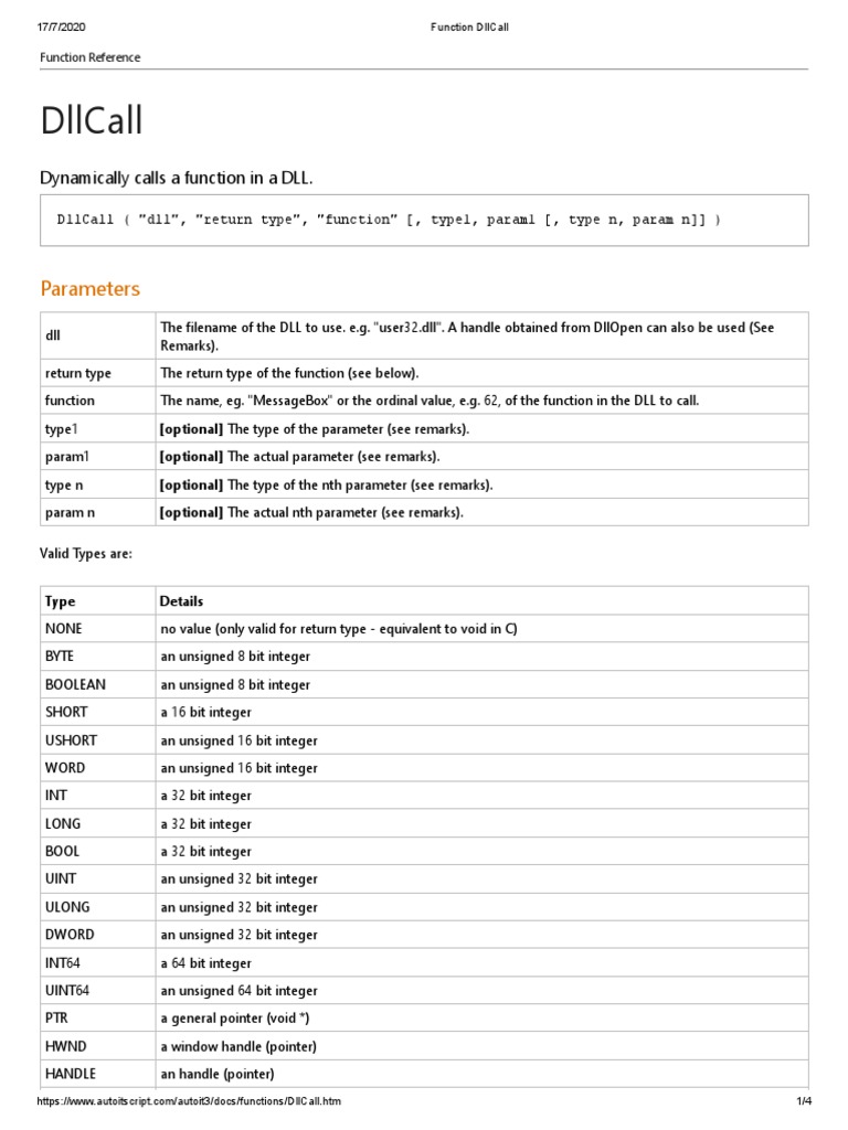 Function DllCall | PDF | Pointer (Computer Programming) | Parameter ...