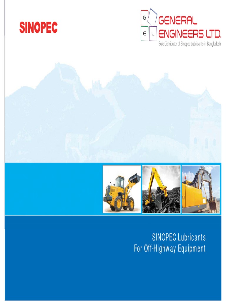 Sinopec Lubricants for Off-Highway Equipment | PDF | Motor Oil | Lubricant