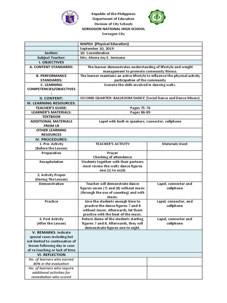 Ballroom Dance For Grade 9 | PDF | Teachers | Applied Psychology
