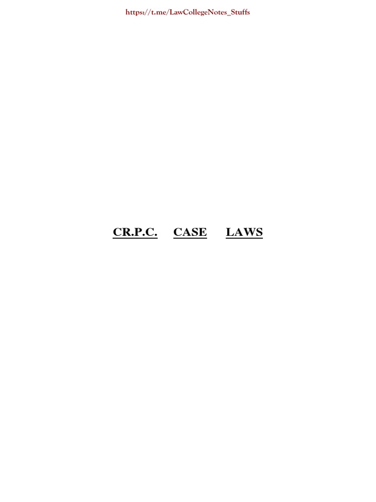 CRPC Important Case Laws List | PDF | Bail | Arrest