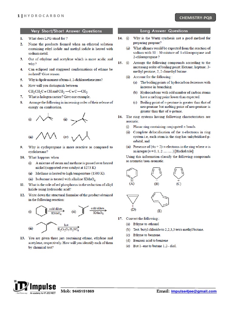 Hydrocarbon: Chemistry-Pqb | PDF