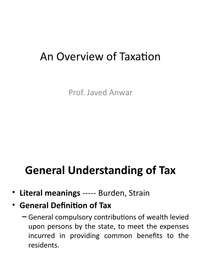 Lecture-1-An Overview of Taxation | PDF | Fiscal Policy | Taxes