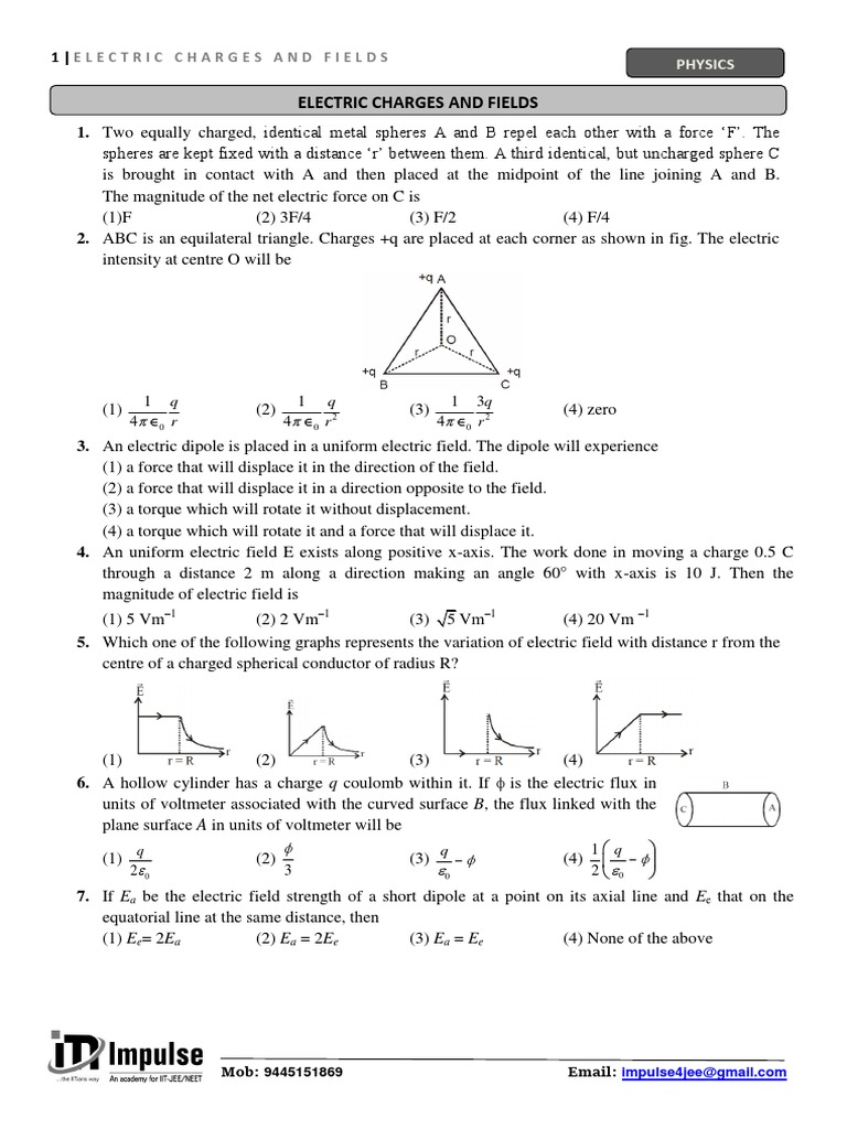 Electric Charges and Fields | PDF | Atoms | Electric Charge