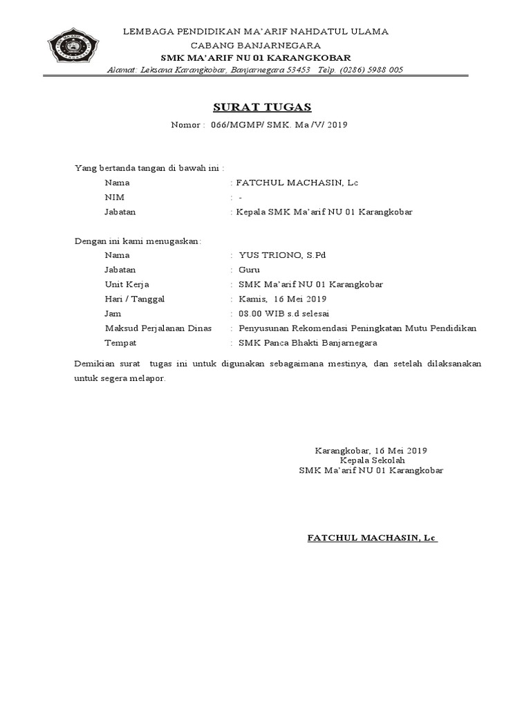 Surat Perjalanan Dinas | PDF