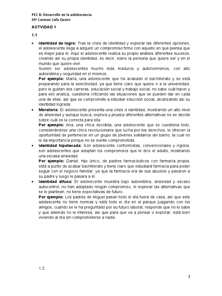 Zafra Mzafraq PEC B El Desarrollo en La Adolescencia y 15-04-2020!19!50 55 | PDF | Autoestima ...