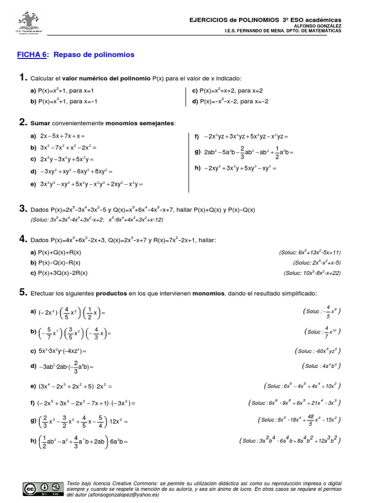 1 - Repaso Polinomios | PDF | Álgebra abstracta | Ciencia computacional
