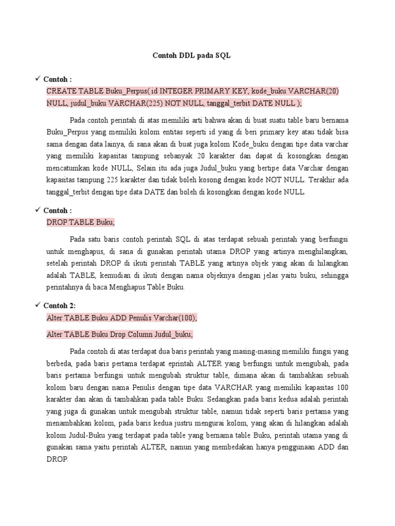 Panduan DDL dan DML SQL | PDF