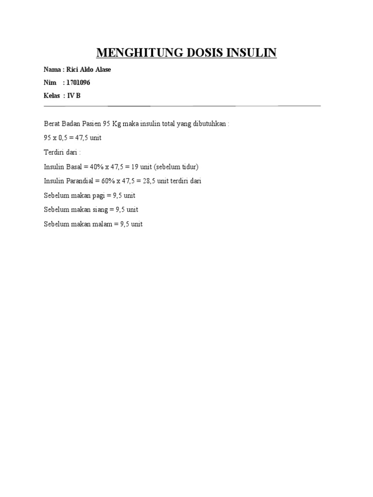 Dosis Insulin untuk Pasien 95 Kg | PDF | Kesehatan Holistik