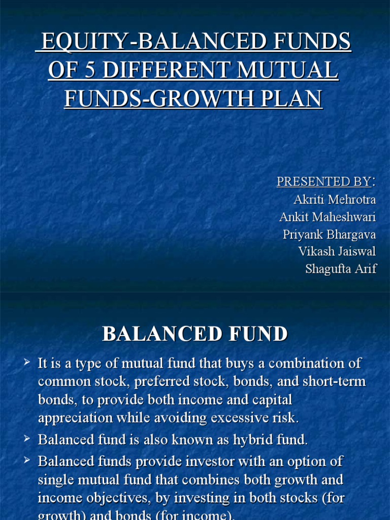 Equity-Balanced Funds of 5 Different Mutual Funds-Growth Plan | PDF ...