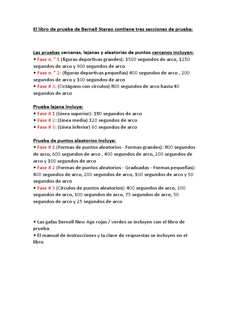 El Libro de Prueba de Bernell Stereo Contiene Tres Secciones de Prueba ...