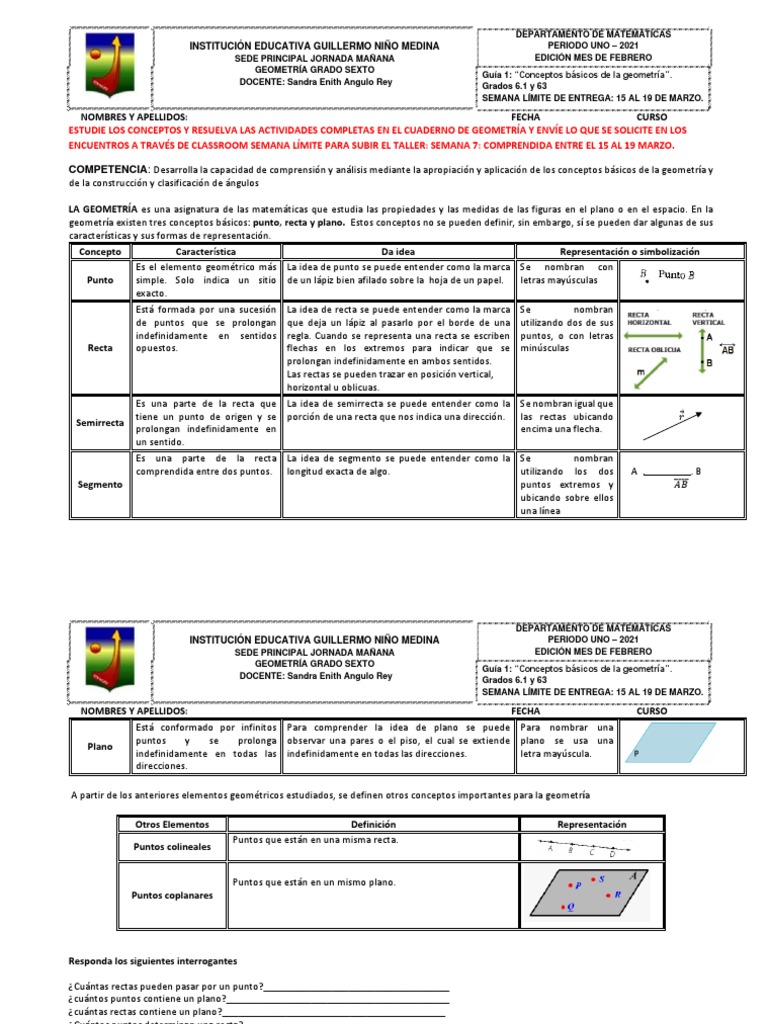 Guia 1. Conceptos Básicos de La Geometría | Descargar gratis PDF ...