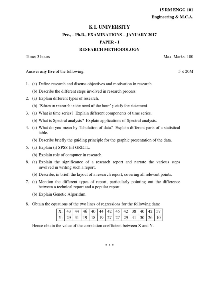 Research Methods Exam Paper | PDF