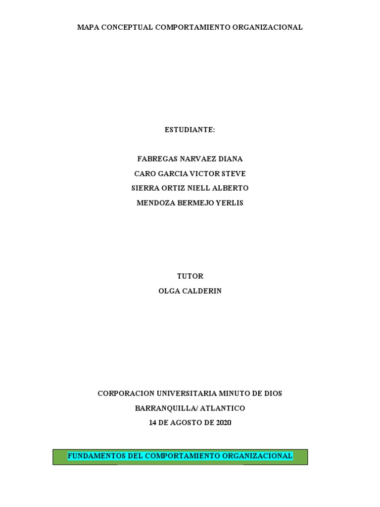 Mapa Conceptual Comportamiento Organizacional Completo | PDF | Comportamiento organizacional ...