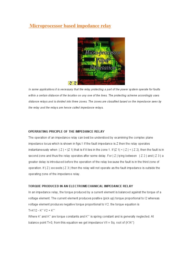 Microprocessor Based Impedance Relay | PDF | Analog To Digital ...