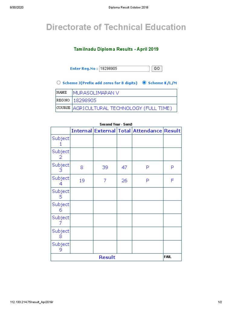 Tamil Nadu Diploma Results October 2018 | PDF | Business