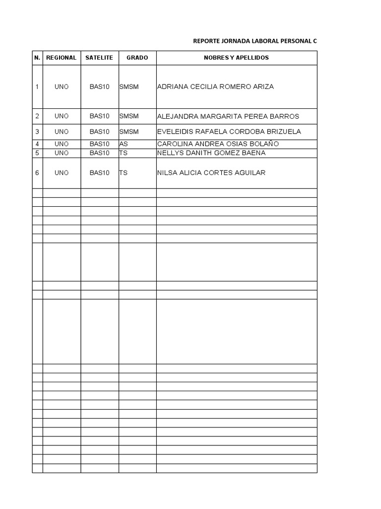 Formato Reporte Jornada Laboral Ojo 2021 | PDF | Tiempo de trabajo ...