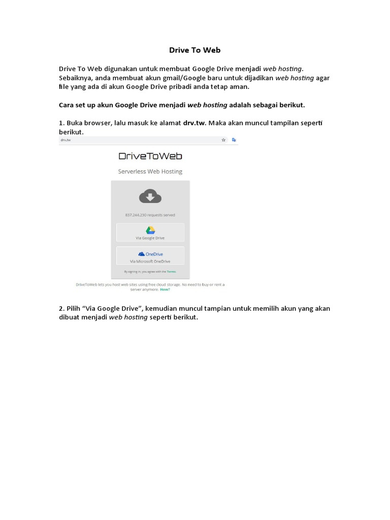 Menggunakan Google Drive sebagai Web Hosting | PDF