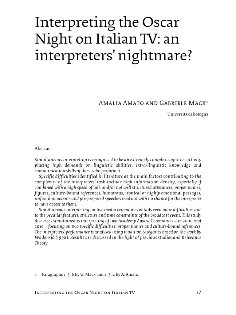Interpreting The Oscars | PDF | Language Interpretation | Academy Awards