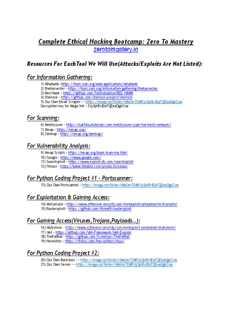 Zerotomastery io+-+Complete+Ethical+Hacking+Bootcamp+Zero+to+Mastery+Guide | PDF | Security ...