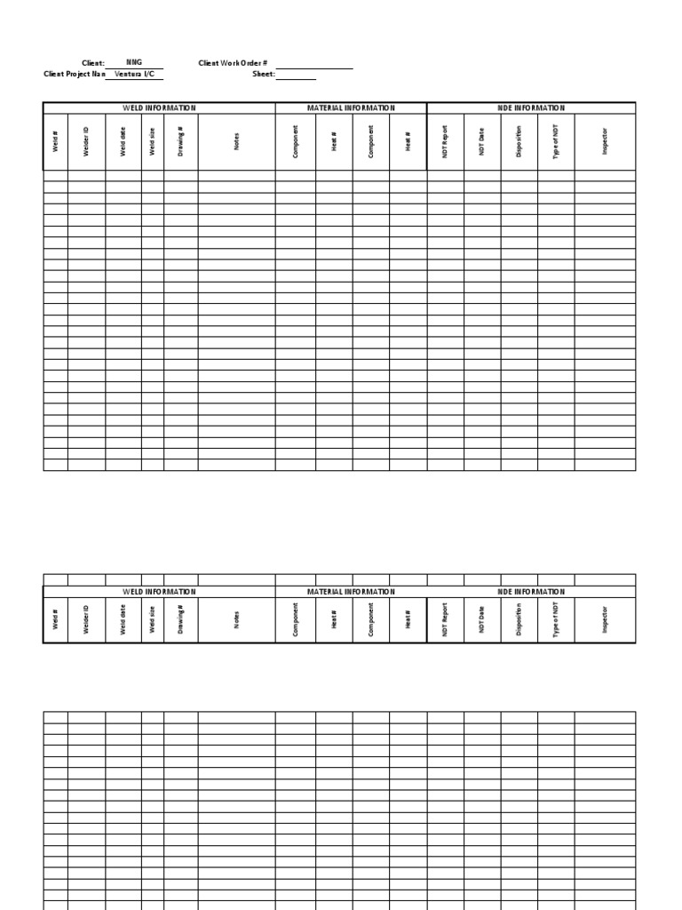 Client: NNG Client Work Order # Client Project Nam Ventura I/C Sheet | PDF