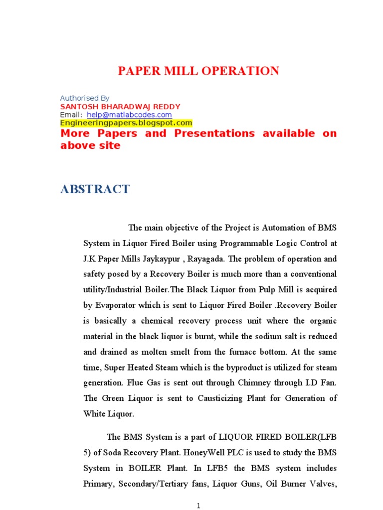 Paper Mill Operation and Theory | PDF | Programmable Logic Controller ...