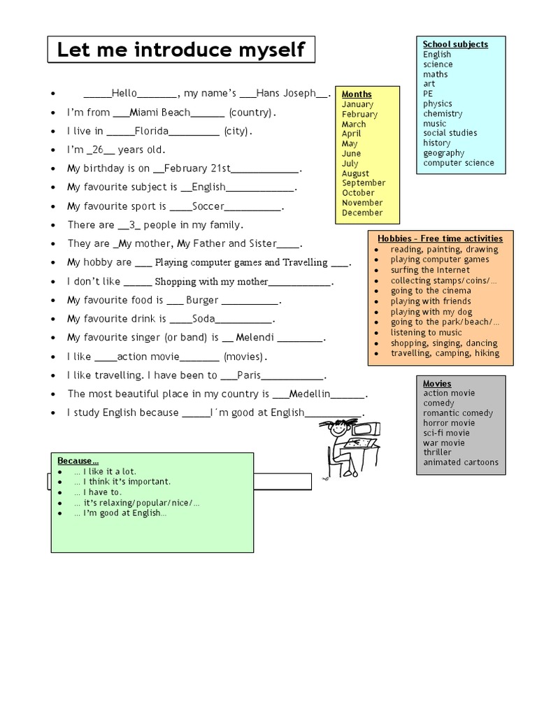 WORKSHEET 1. Let Me Introduce Myself | PDF