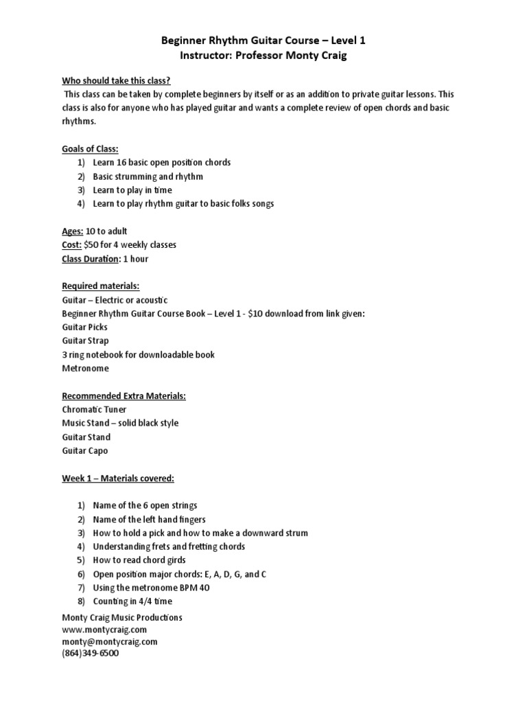 Beginner Rhythm Guitar Course Level 1 | PDF | Guitars | Musical Forms