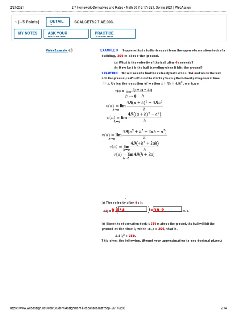 2.7 Homework-Derivatives and Rates - Math 30 (16,17) S21, Spring 2021 ...