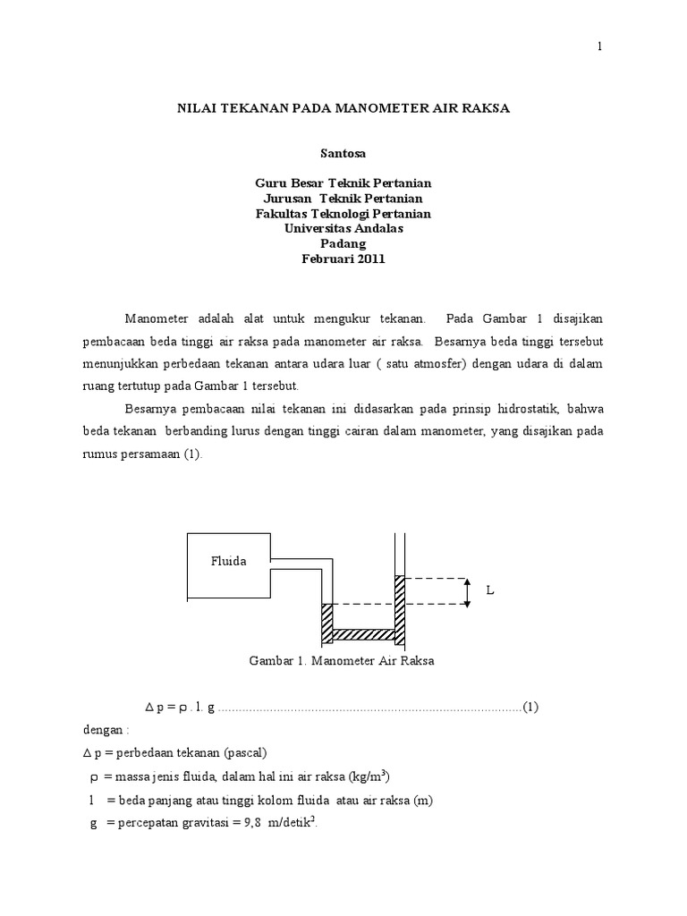 Handout Termo - Nilai Tekanan Pada Manometer Air Raksa | PDF