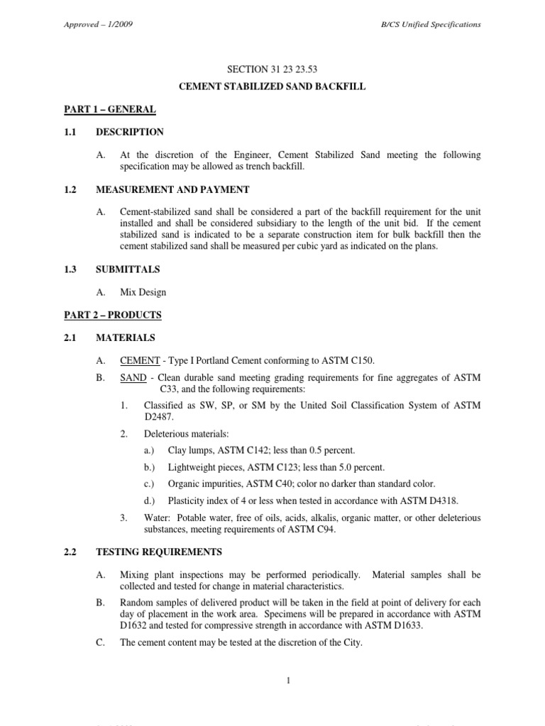 Cement Stabilised Sand | PDF | Cement | Materials