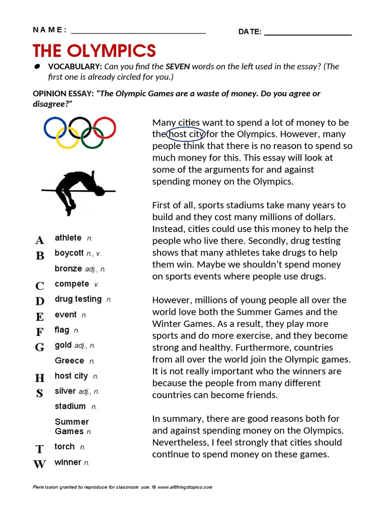 The Olympics Reading Comprehension Exercises - 133594 | Download Free ...