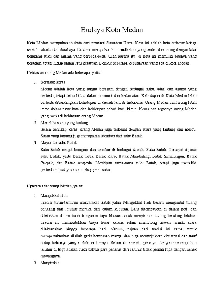 Budaya Kota Medan | PDF