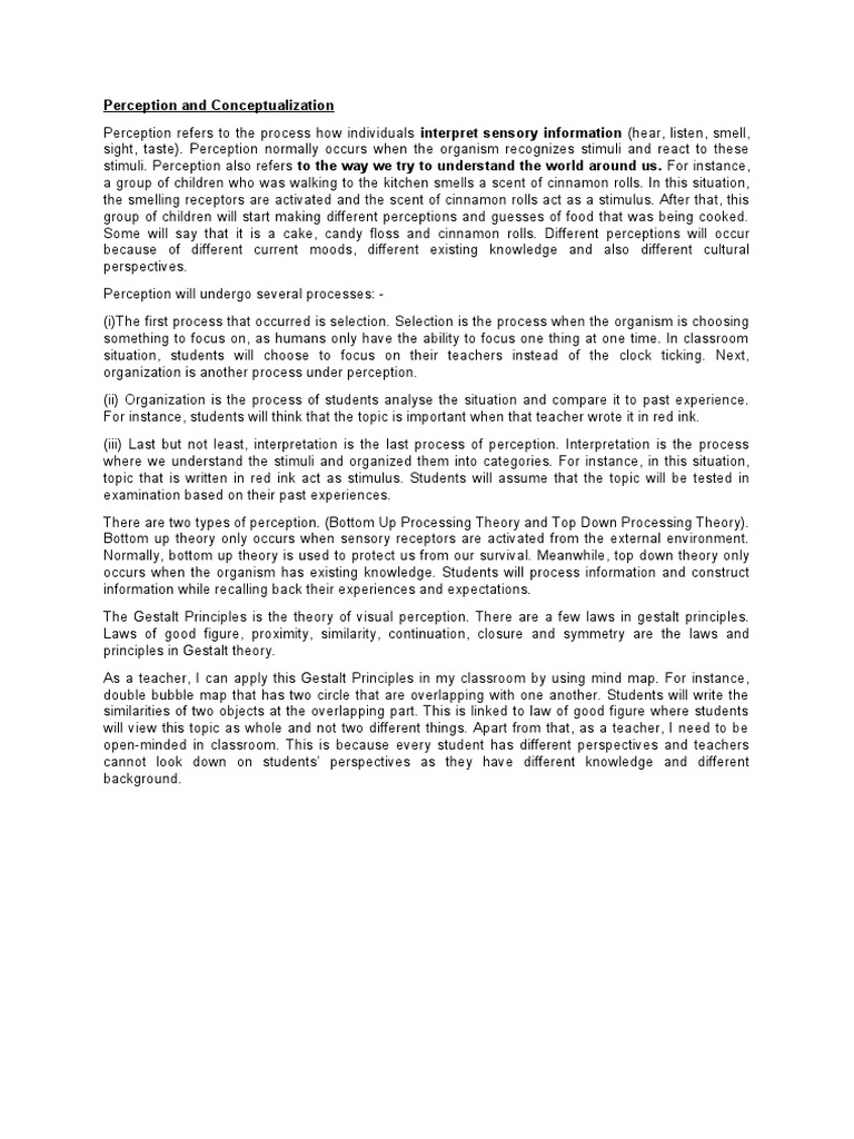 Reflections (Perception and Conceptualization) | PDF | Perception ...