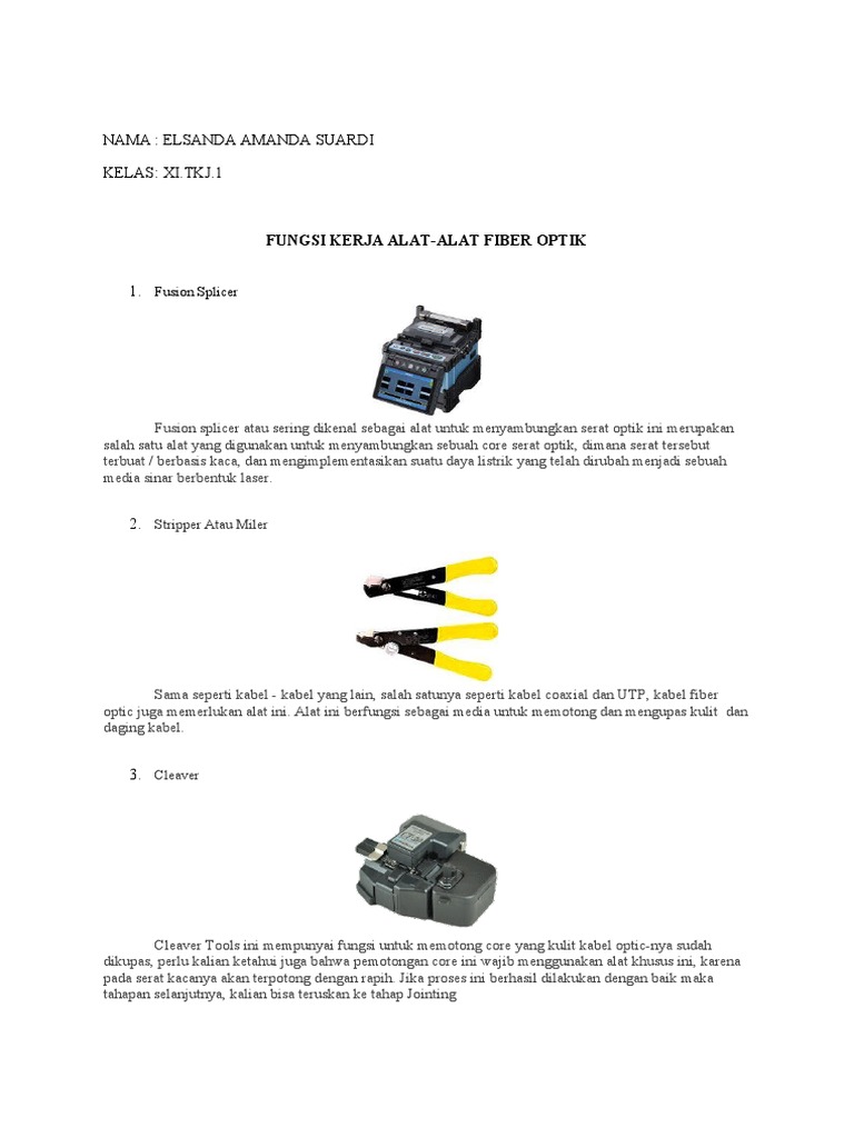 Alat dan Fungsi Fiber Optik Lengkap | PDF